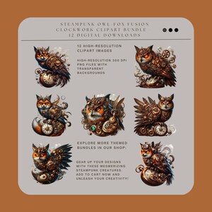Steampunk Animal PNG | Clockwork Owl Fox Hybrid | Victorian Mechanical ...