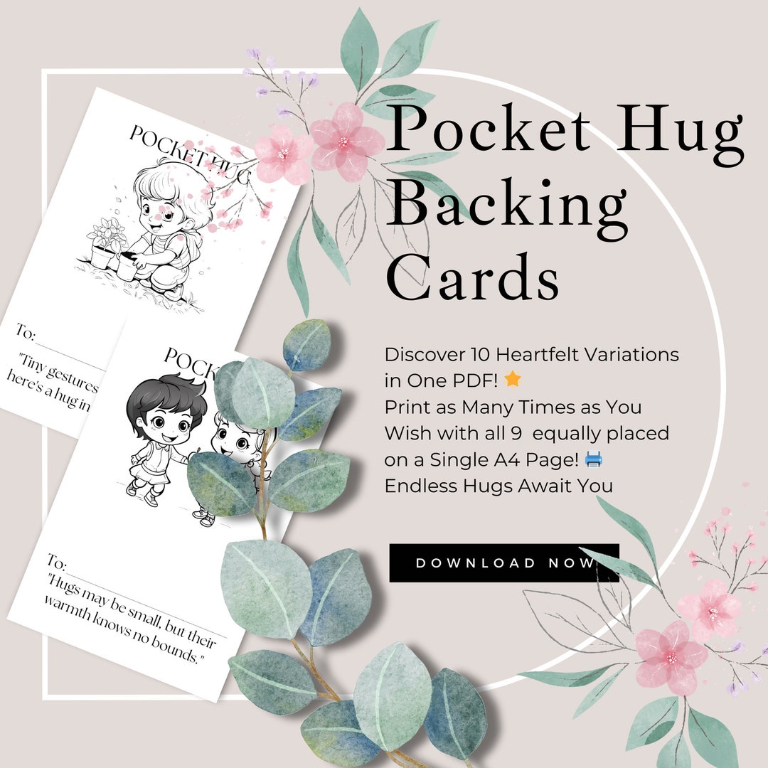 Printable Pocket Hug Cards for Kids | Tiny Treasures of Joy | Digital ...