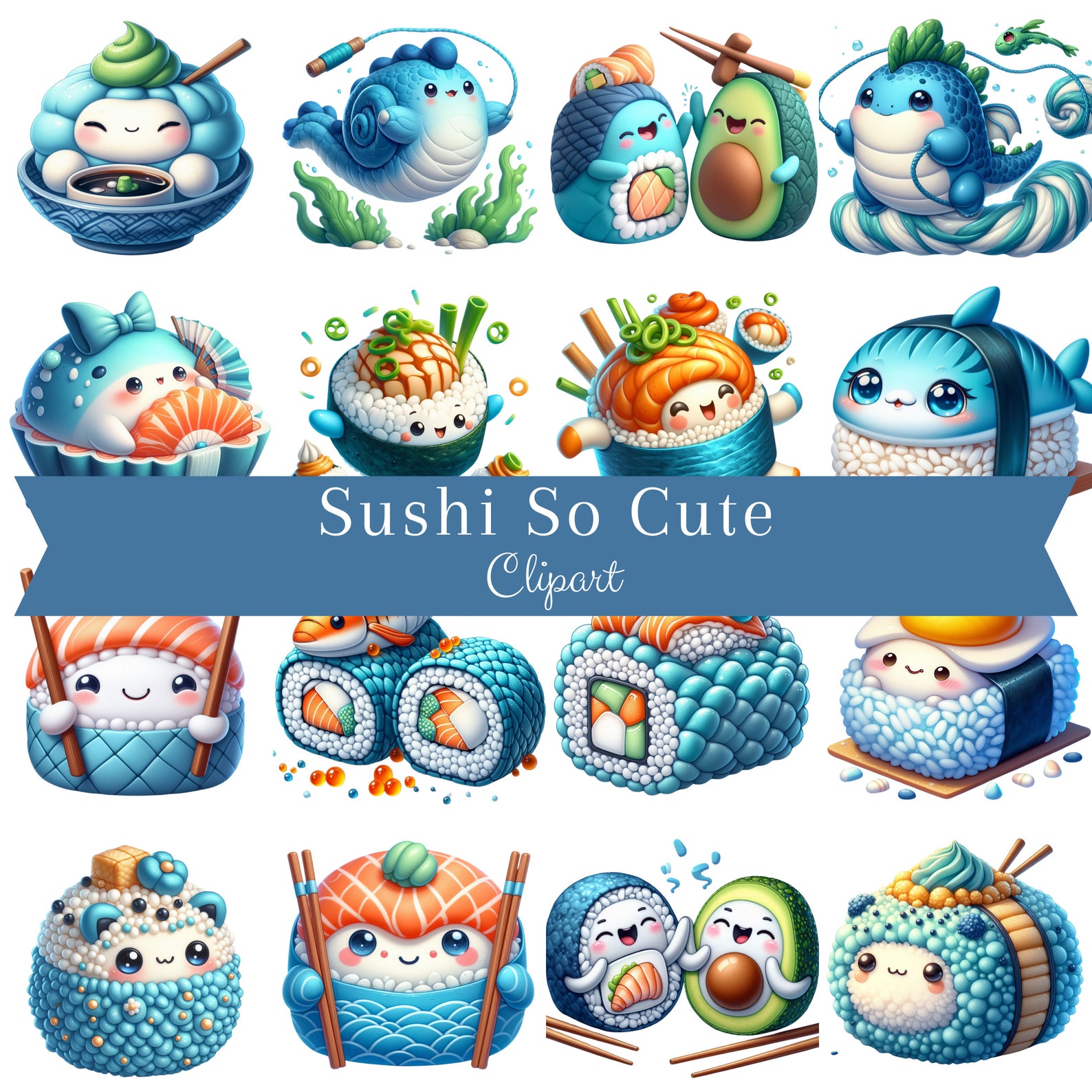 Kawaii Sushi Squishmallow Graphics - 40 Clip Art Images, Instant PNG ...