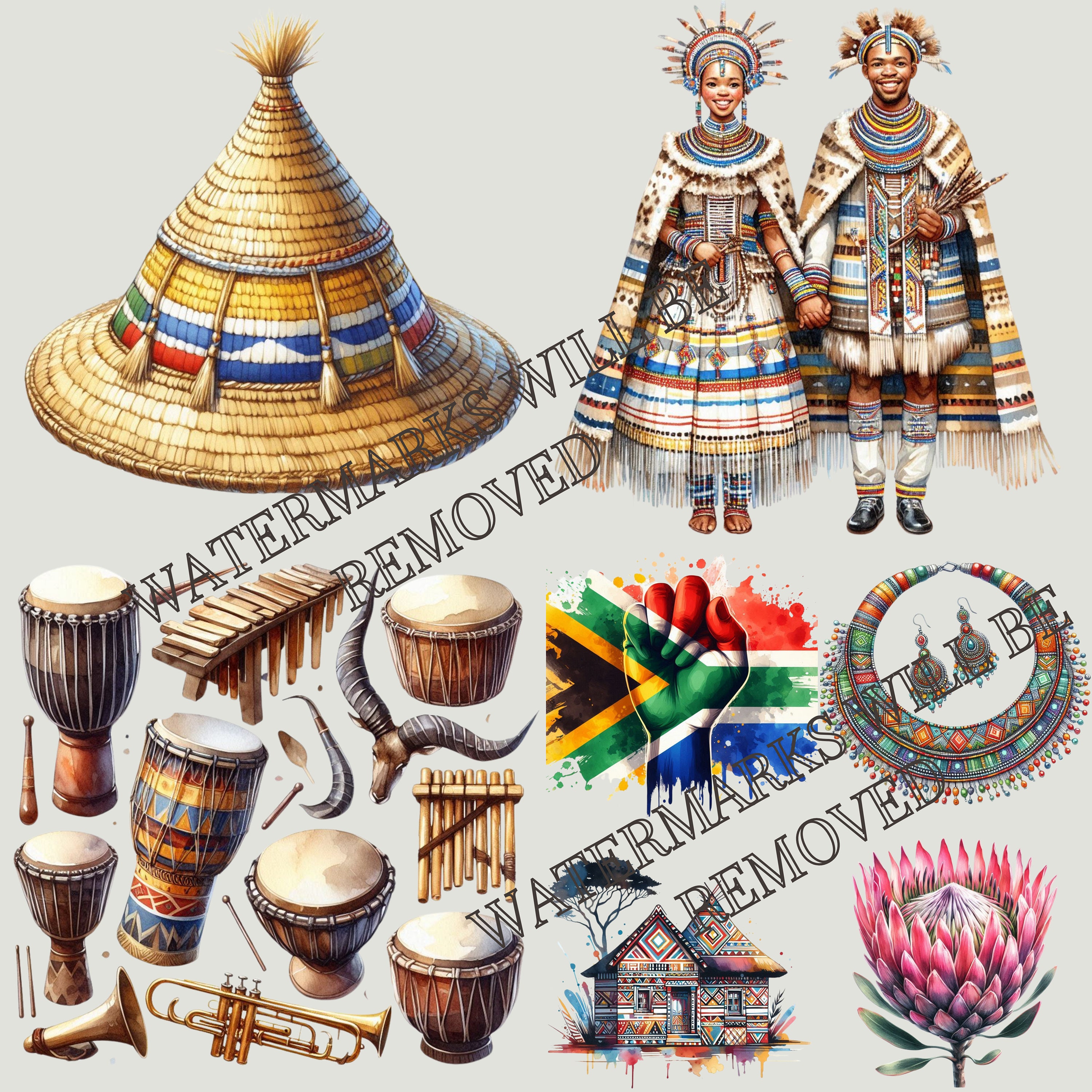 South African Heritage Clipart Bundle 30 PNG Images Traditional Culture ...