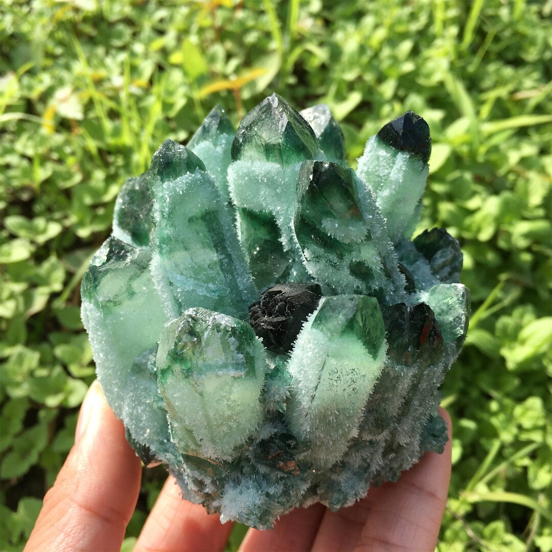 Green Garden Clustergreen Ghost Vugquartz Crystal - Etsy