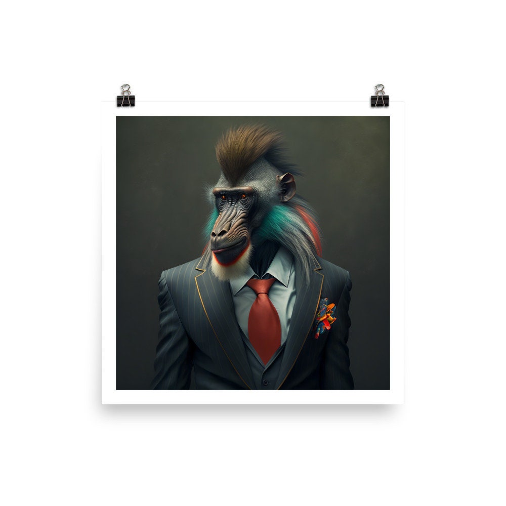 Poster of a Mandrill in Costume - Etsy