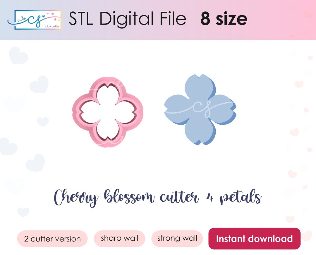 Cherry Blossom Clay Cutter STL File, Cherry Blossom Cookie Cutter STL ...