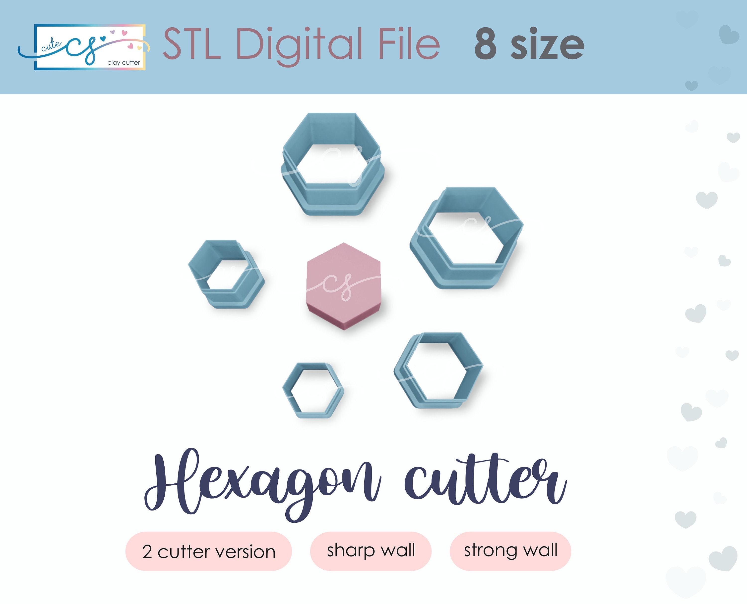 Hexagon Clay Cutter STL File, Hexagon Cookie Cutter STL File, Instant ...