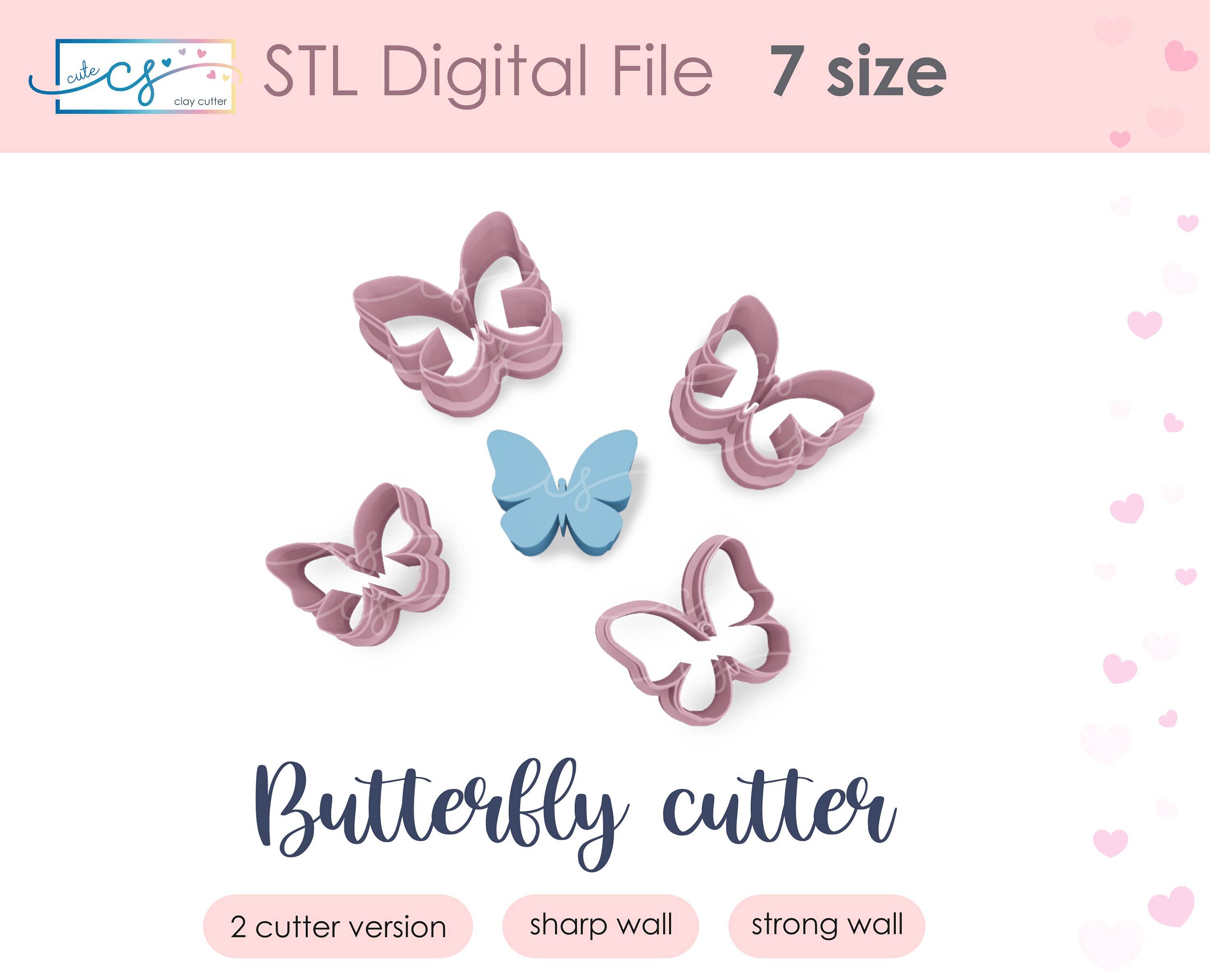 Butterfly Clay Cutter STL File Butterfly Cookie Cutter STL - Etsy