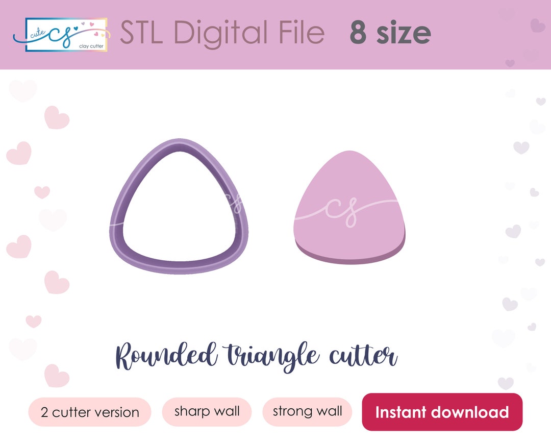 Rounded Triangle Clay Cutter STL File, Cloud Cookie Cutter STL File ...