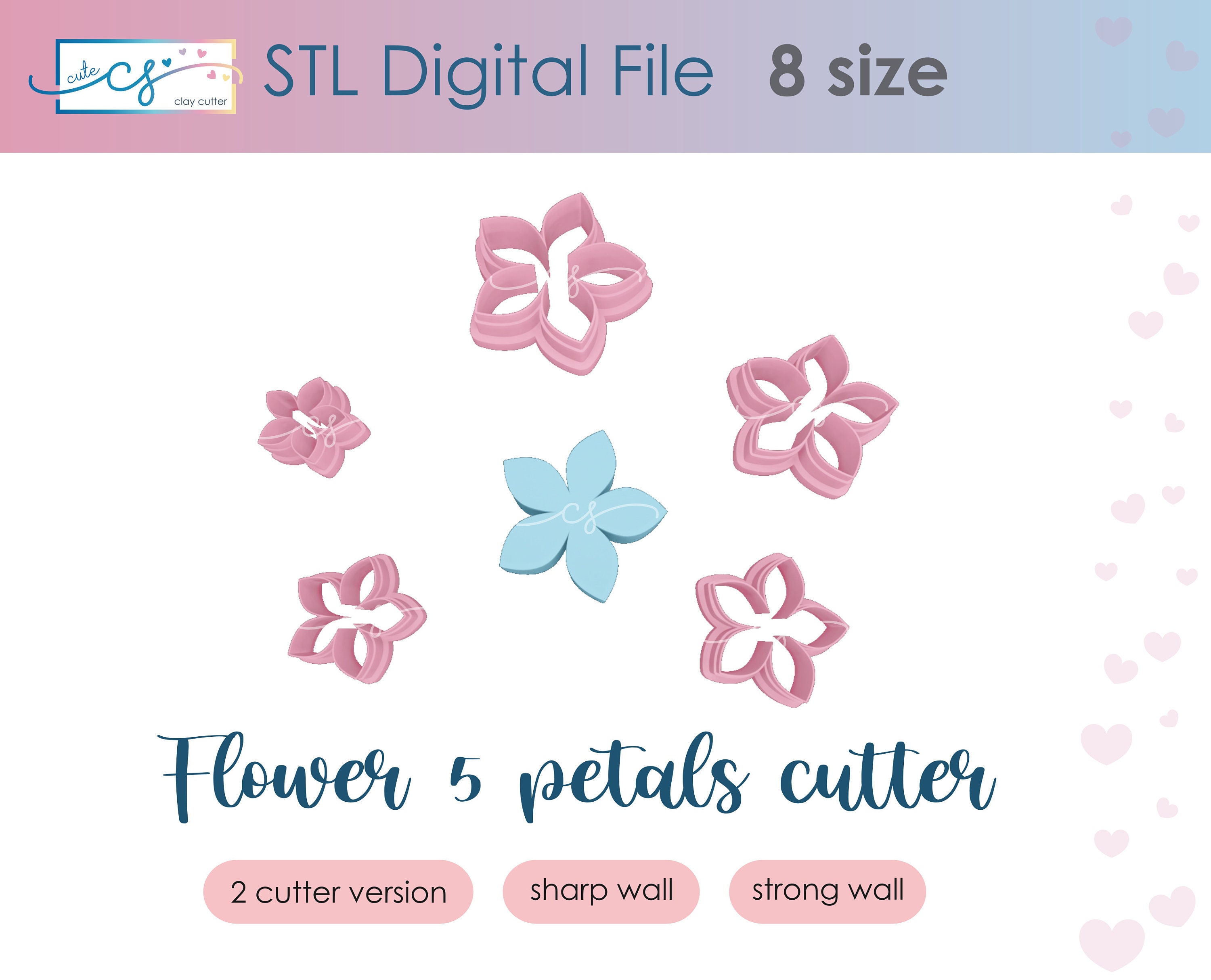 Flower Clay Cutter STL File, Flower Cookie Cutter STL File, Instant ...