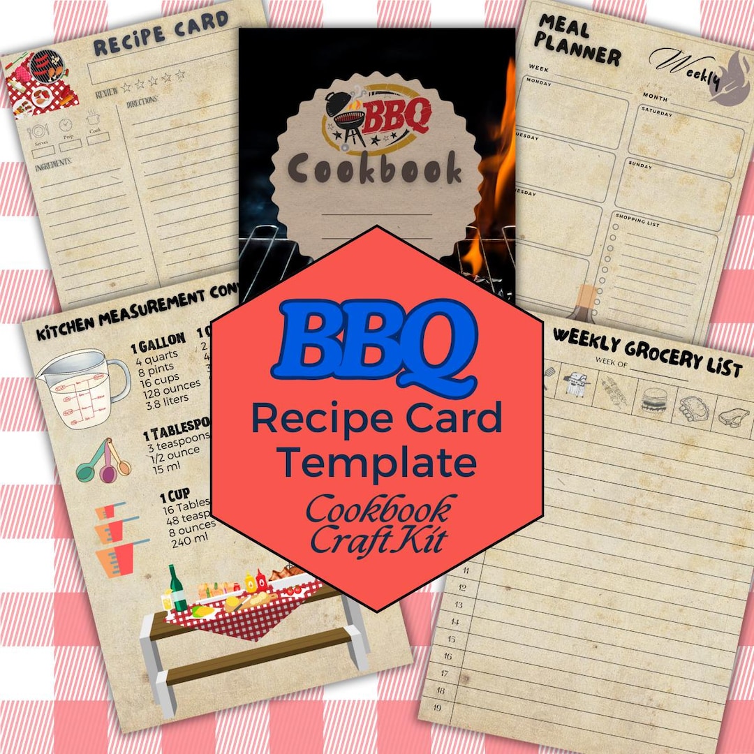 BBQ GRILLER 1 Recipe Card Template Printable Recipe Card Cookbook ...