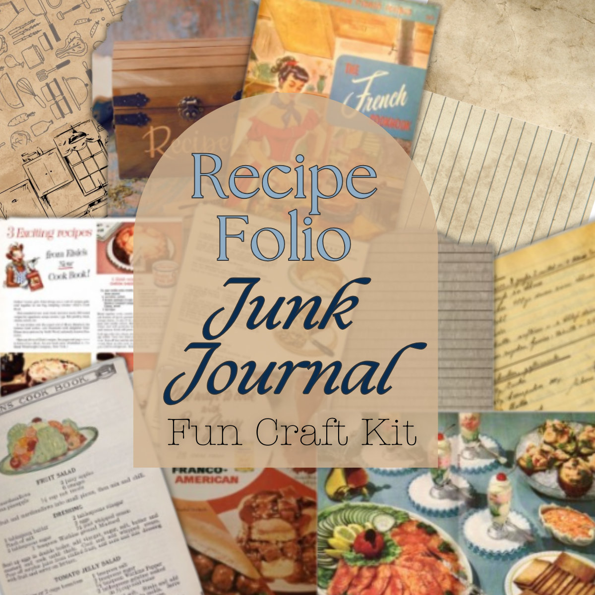 Recipe Junk Journal Folio: Shabby Chic Kitchen Ephemera (digital ...