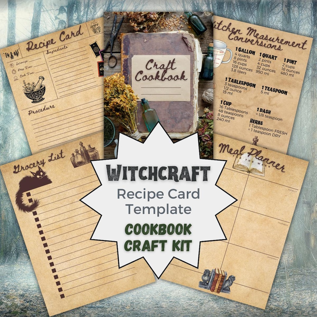Witchcraft Recipe Card Template: Printable Cookbook Ephemera (digital ...