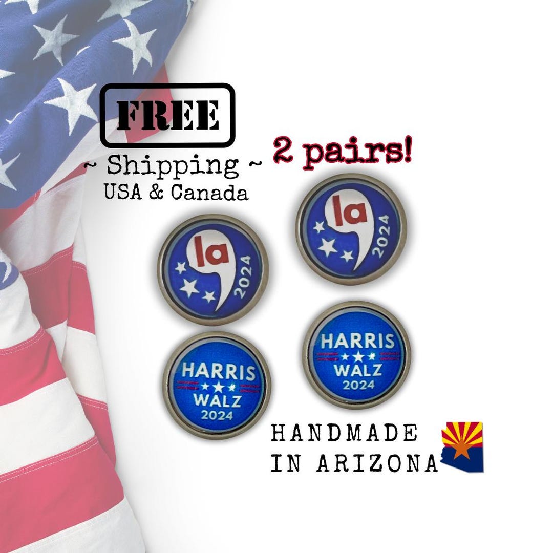 Kamala Harris 2024 Earrings Post 2 Pairs, Kamala Walz 2024, Election ...