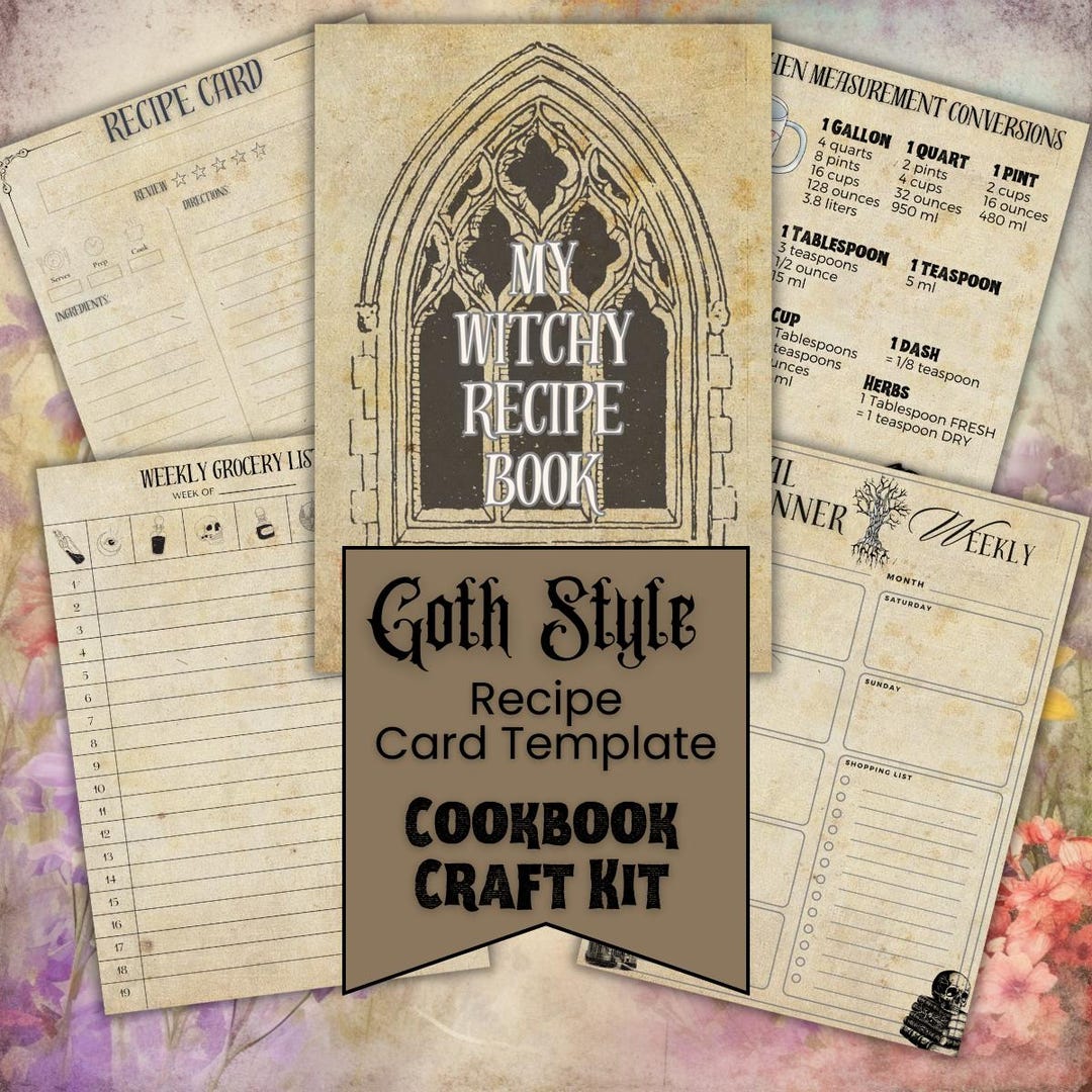Goth Witchy Cookbook Template: Printable Recipe Cards (PDF Download) - Etsy