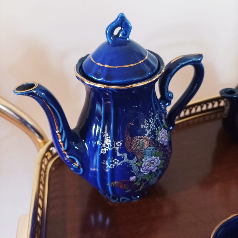 Vintage Japanese Cobalt Blue Tea Set - Etsy