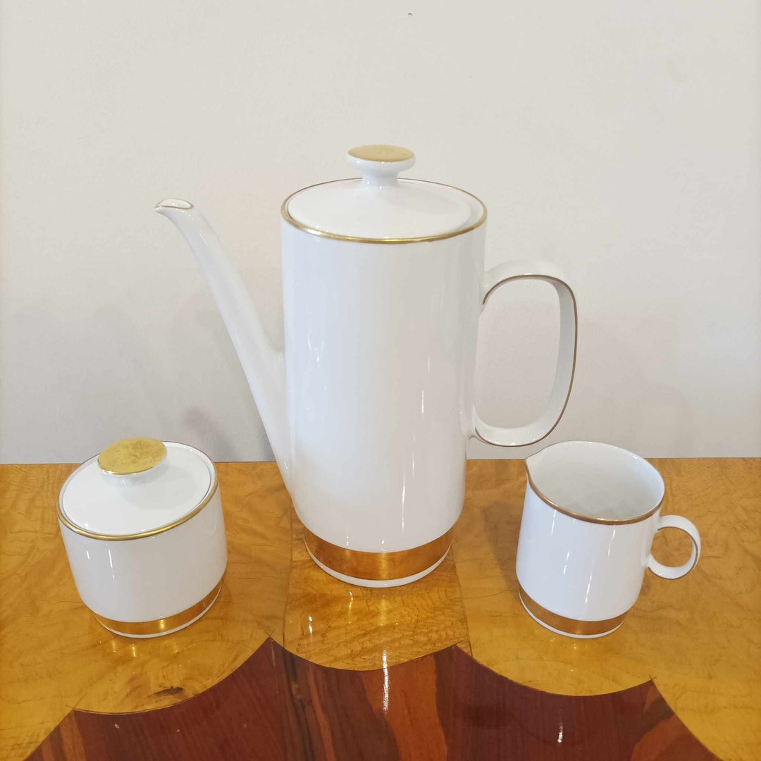 Vintage Bavaria 11 Piece White Gilt Bone China Coffee Set - Etsy