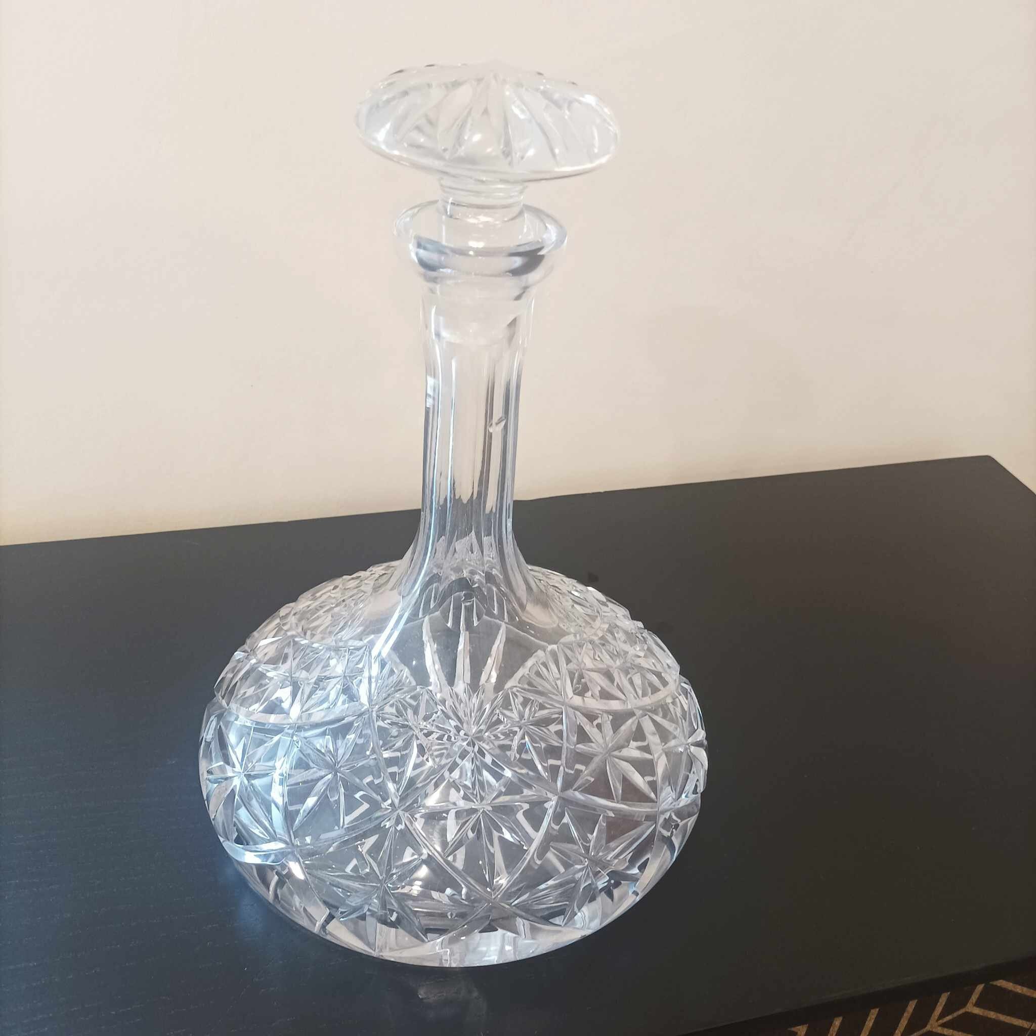 Large Vintage Cut Glass Ships Decanter - Etsy
