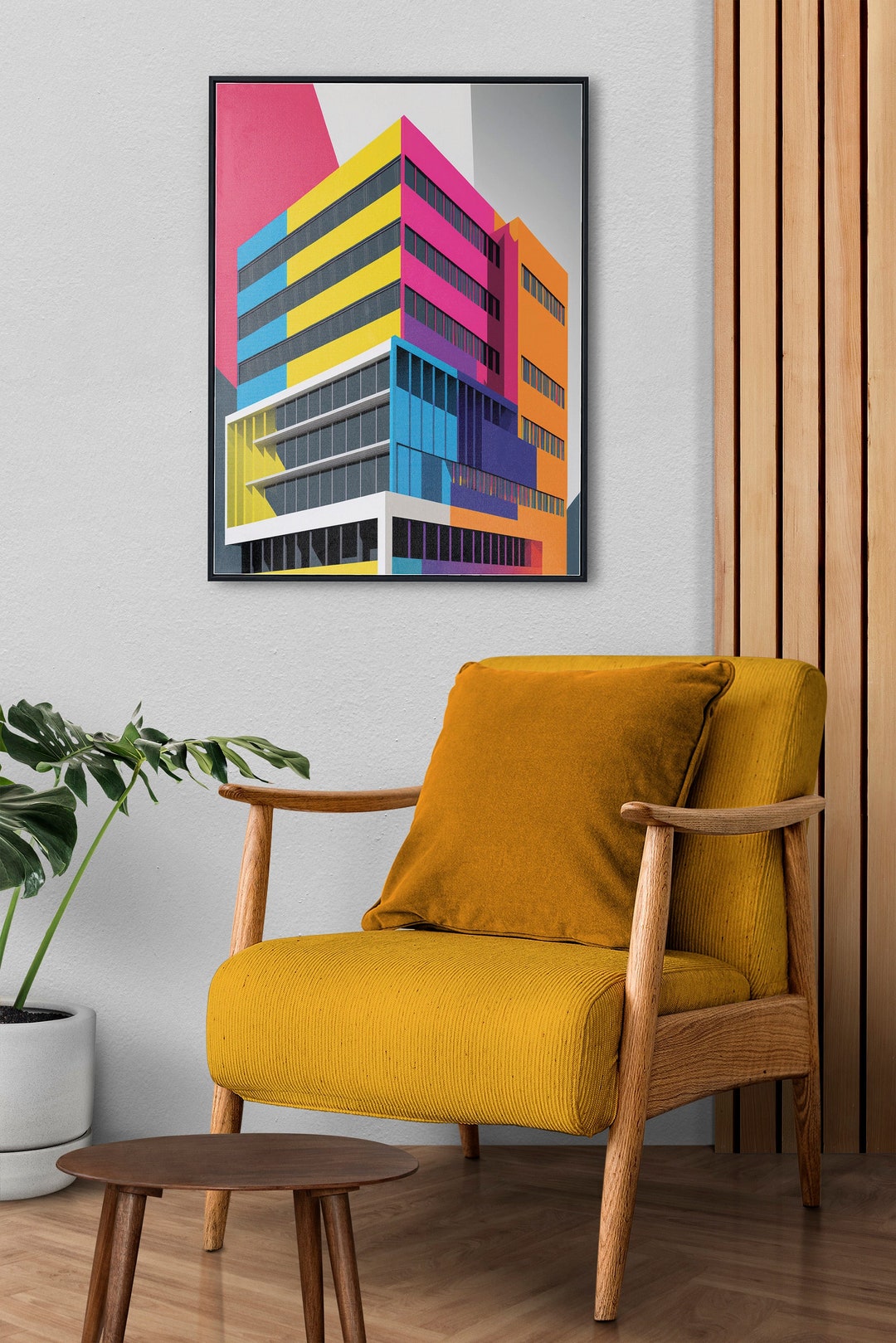 Architecture Bright Colours Wall Art Poster, Pop Art Deco Inspired ...