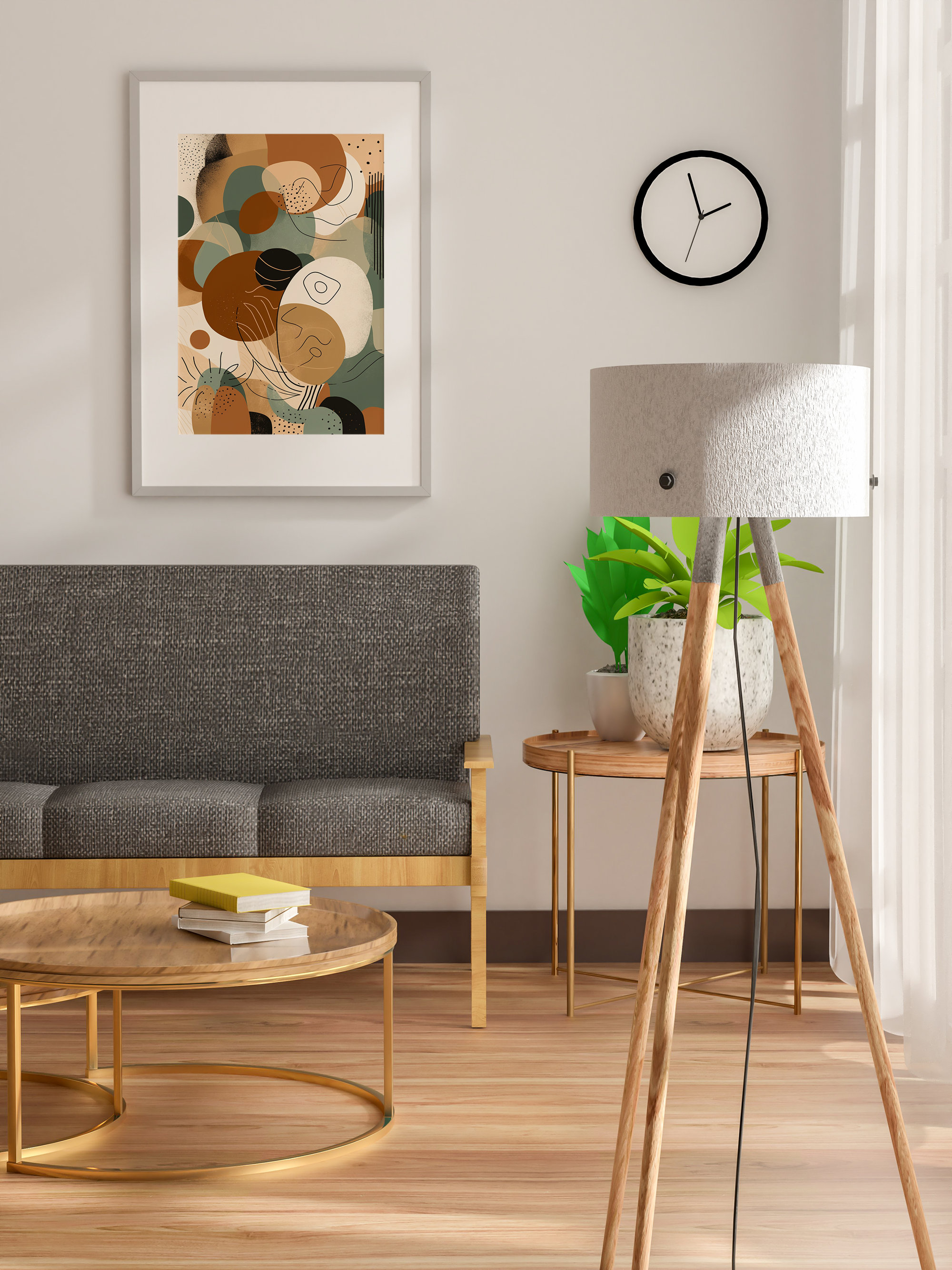 Modern Abstract Shapes in Earthy Colours Wall Art Poster, Modern Art ...