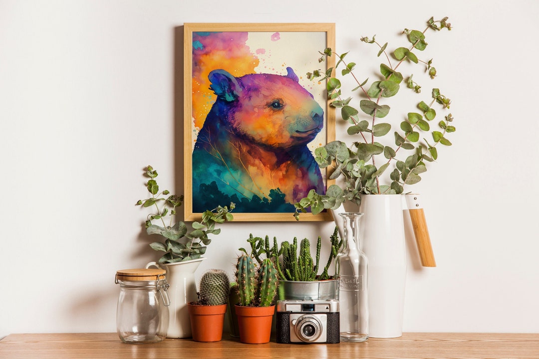 Watercolour Wombat Wall Art Poster, Nature Inspired Animal Print ...