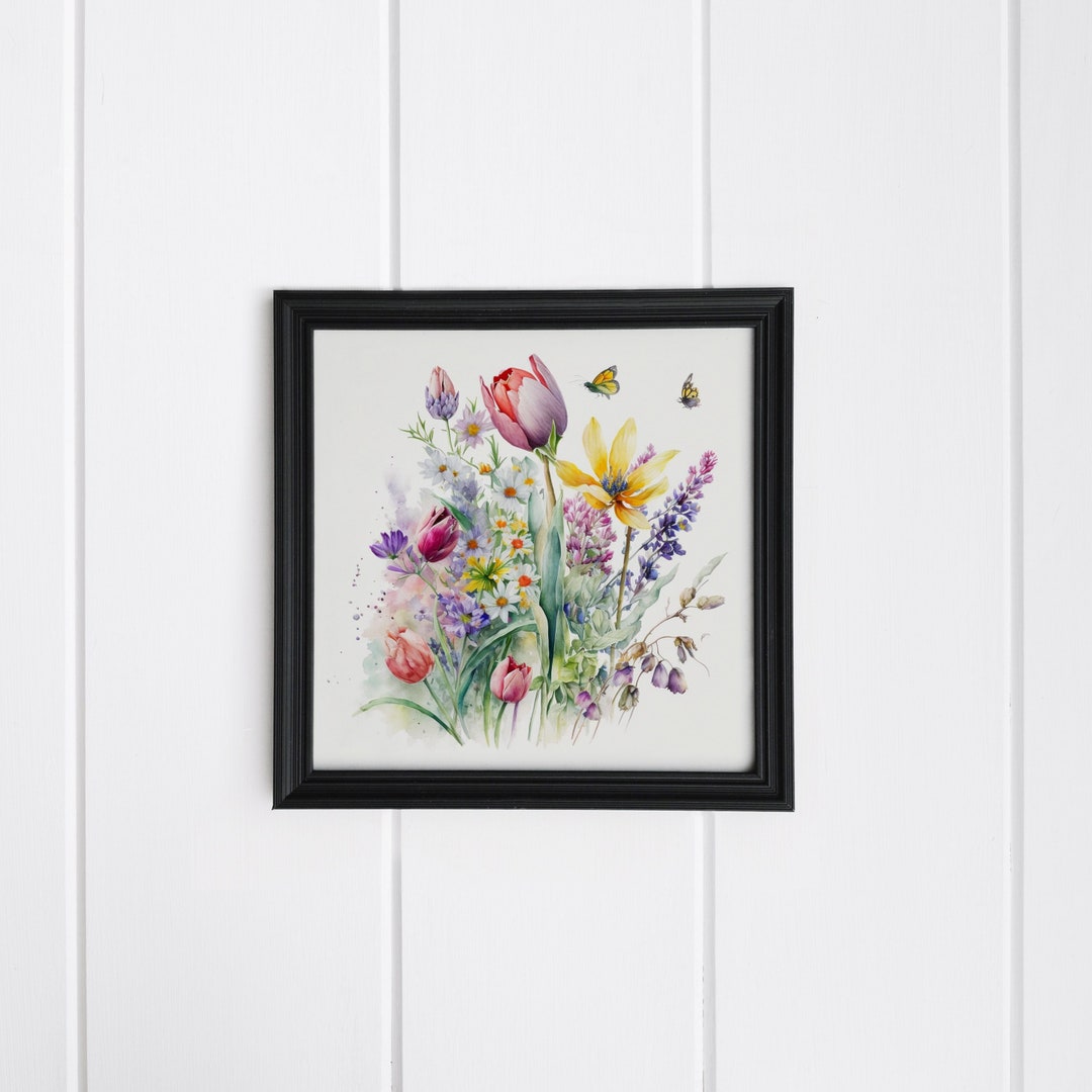 Watercolour Spring Flowers Bouquet Wall Art Poster Floral - Etsy