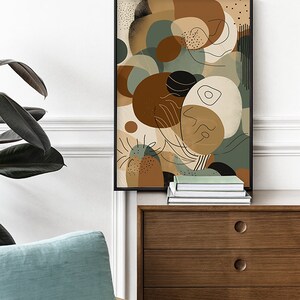 Modern Abstract Shapes in Earthy Colours Wall Art Poster, Modern Art ...