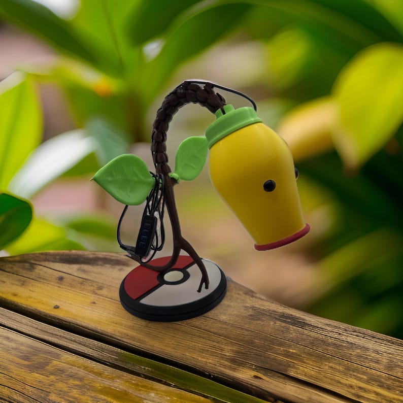 3D Printed Bellsprout LED Lamp, Customizable Pokeball Base and ...