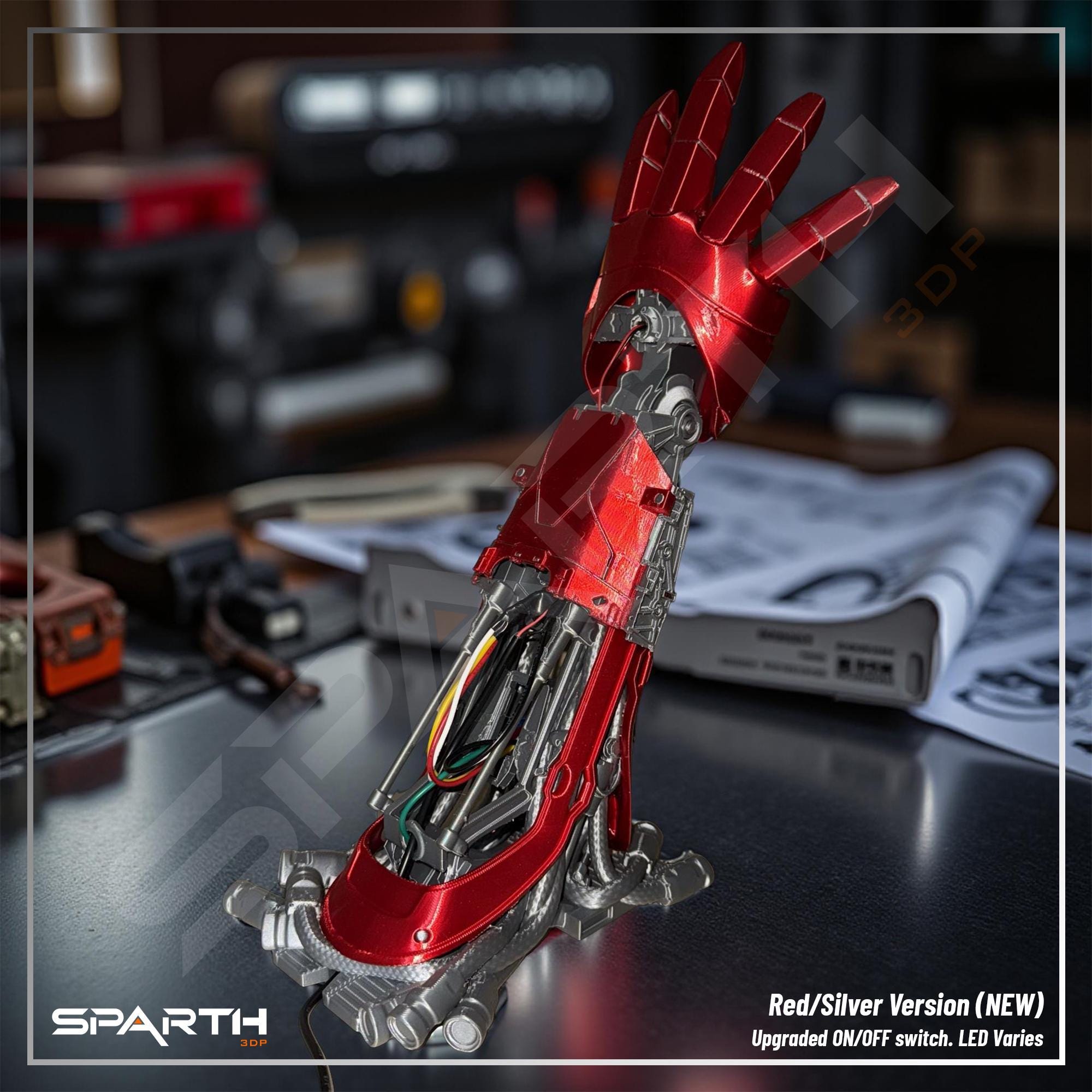 Iron Man Arm Gauntlet Display | Red Silver 3D Print, Mechanical Detail ...