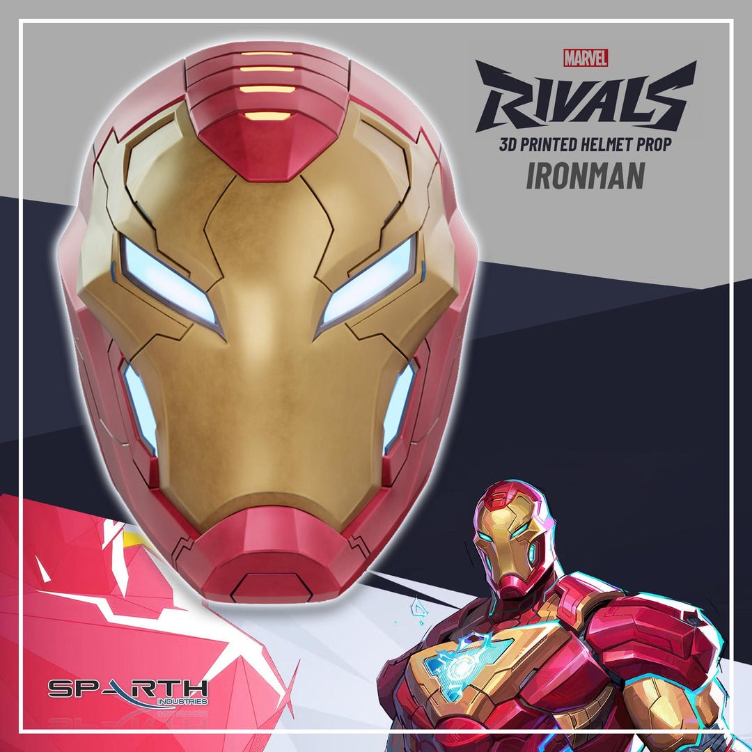 Marvel Rivals Iron Man Helmet 3D Mask Cosplay Prop Display Room Decor ...