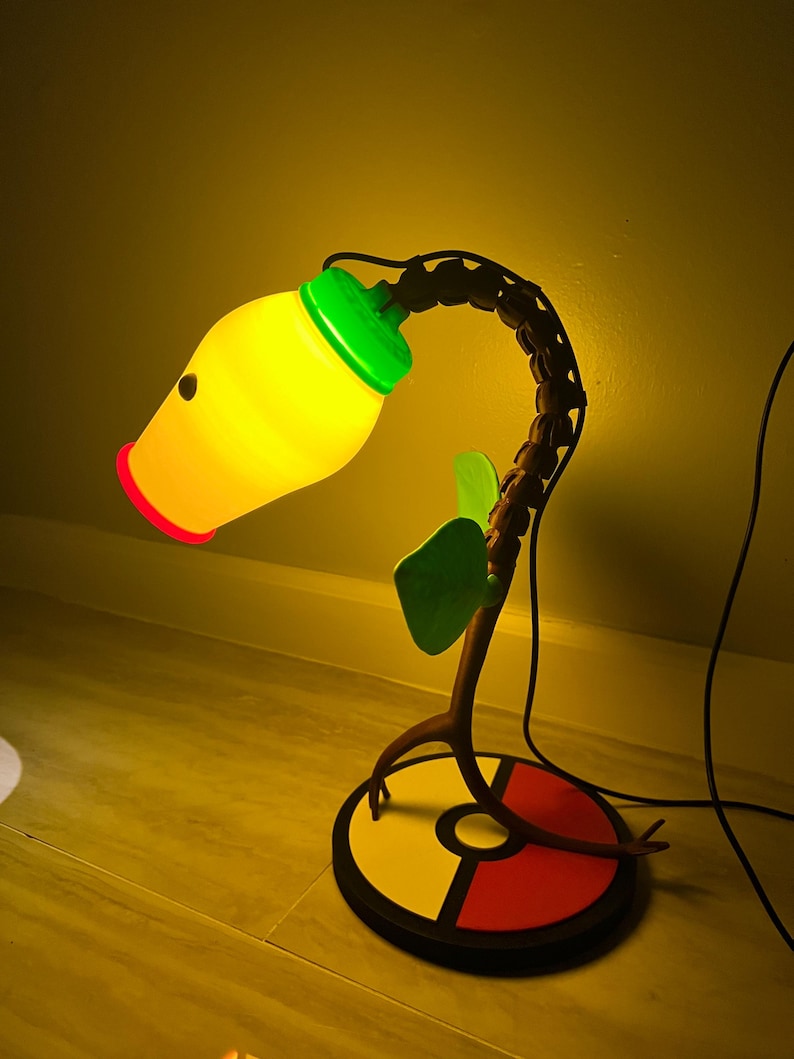 3D Printed Bellsprout LED Lamp, Customizable Pokeball Base and ...