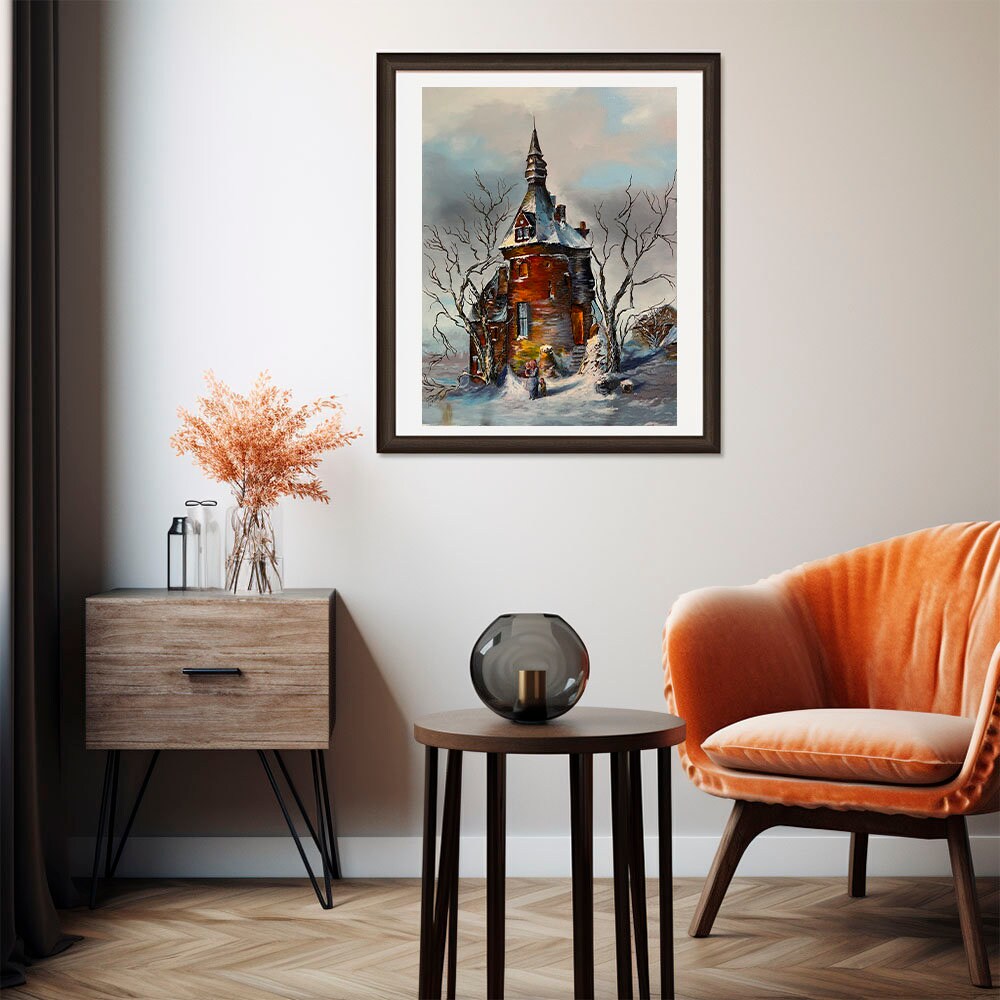 Castle Painting, Oil Painting of Winter Scene, Colorful Castle - Etsy