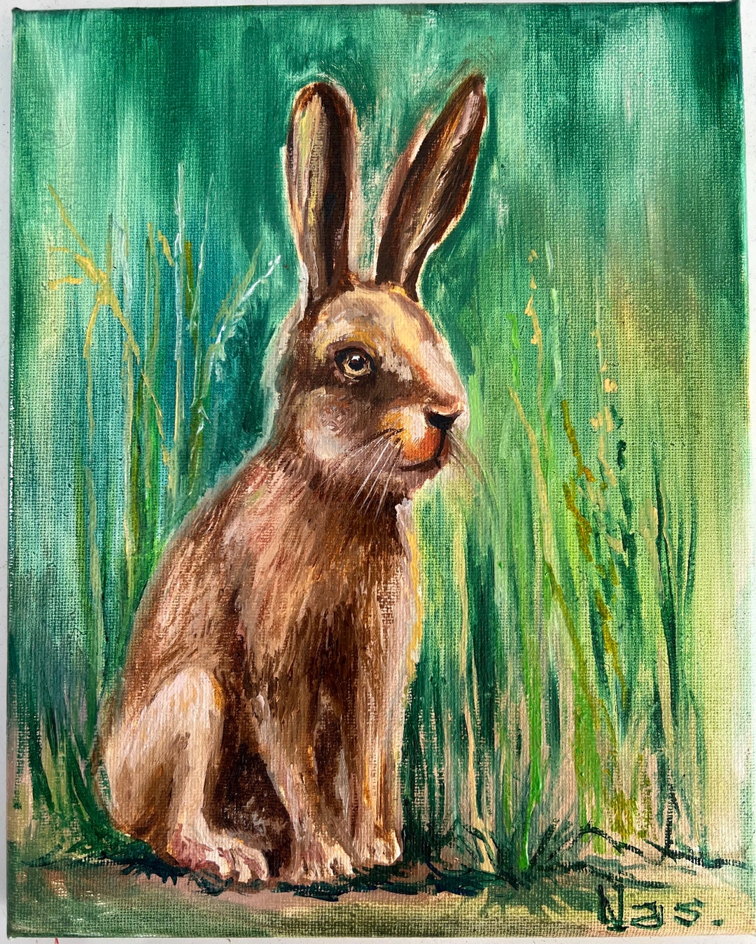 Rabbit Portrait,8x10 Inch, Original Painting Oil on Canvas, Animal ...