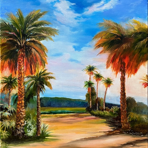 Palm Tree Painting - Etsy