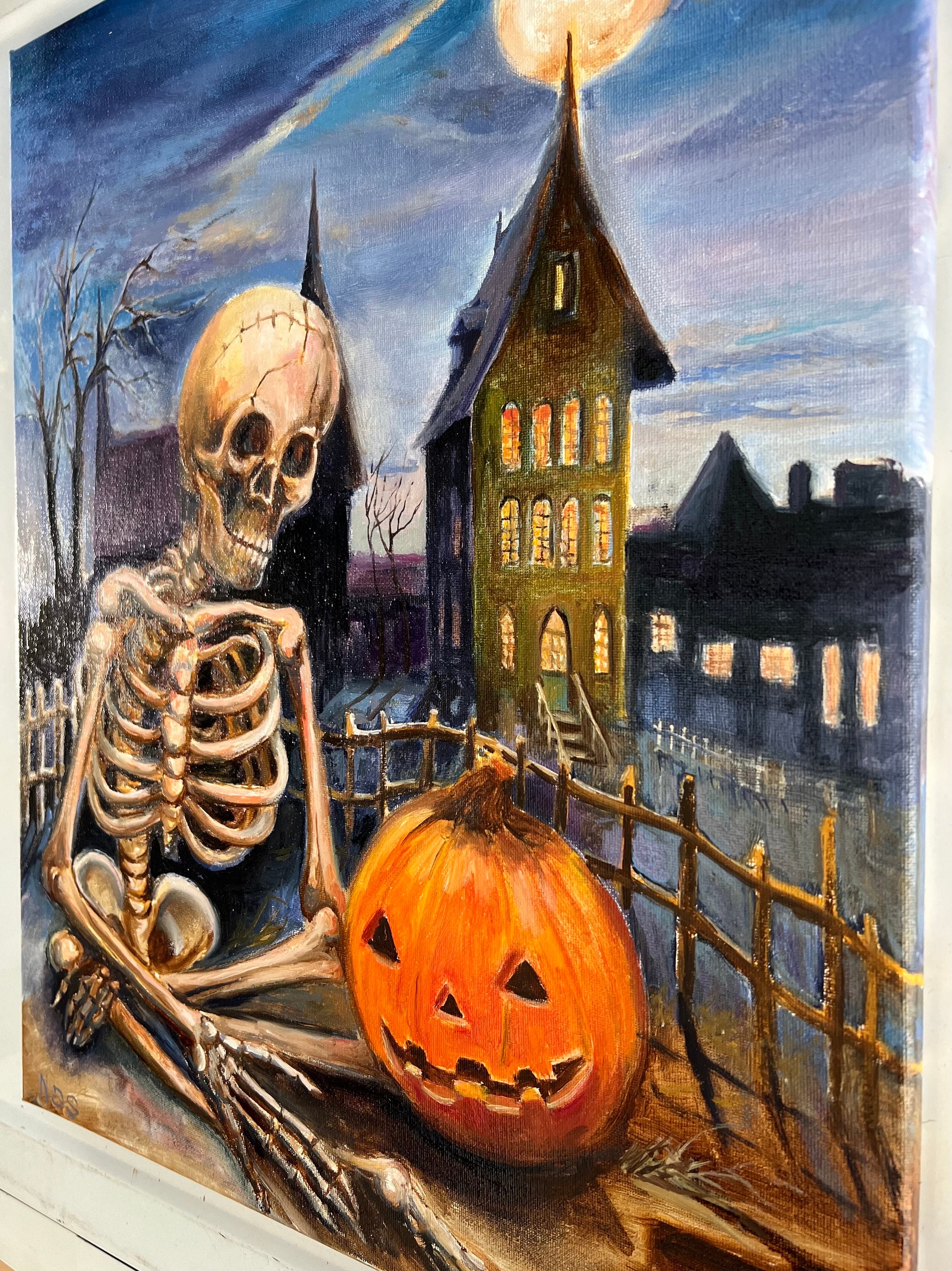 Skeleton Portrait, 16x20 Inches, Halloween Decor, Home Gift, Original ...