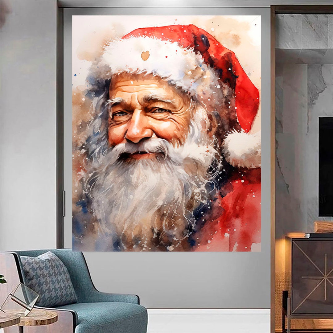 Santa Picture, Watercolor Santa, Vintage Christmas Wall Art, Christmas ...