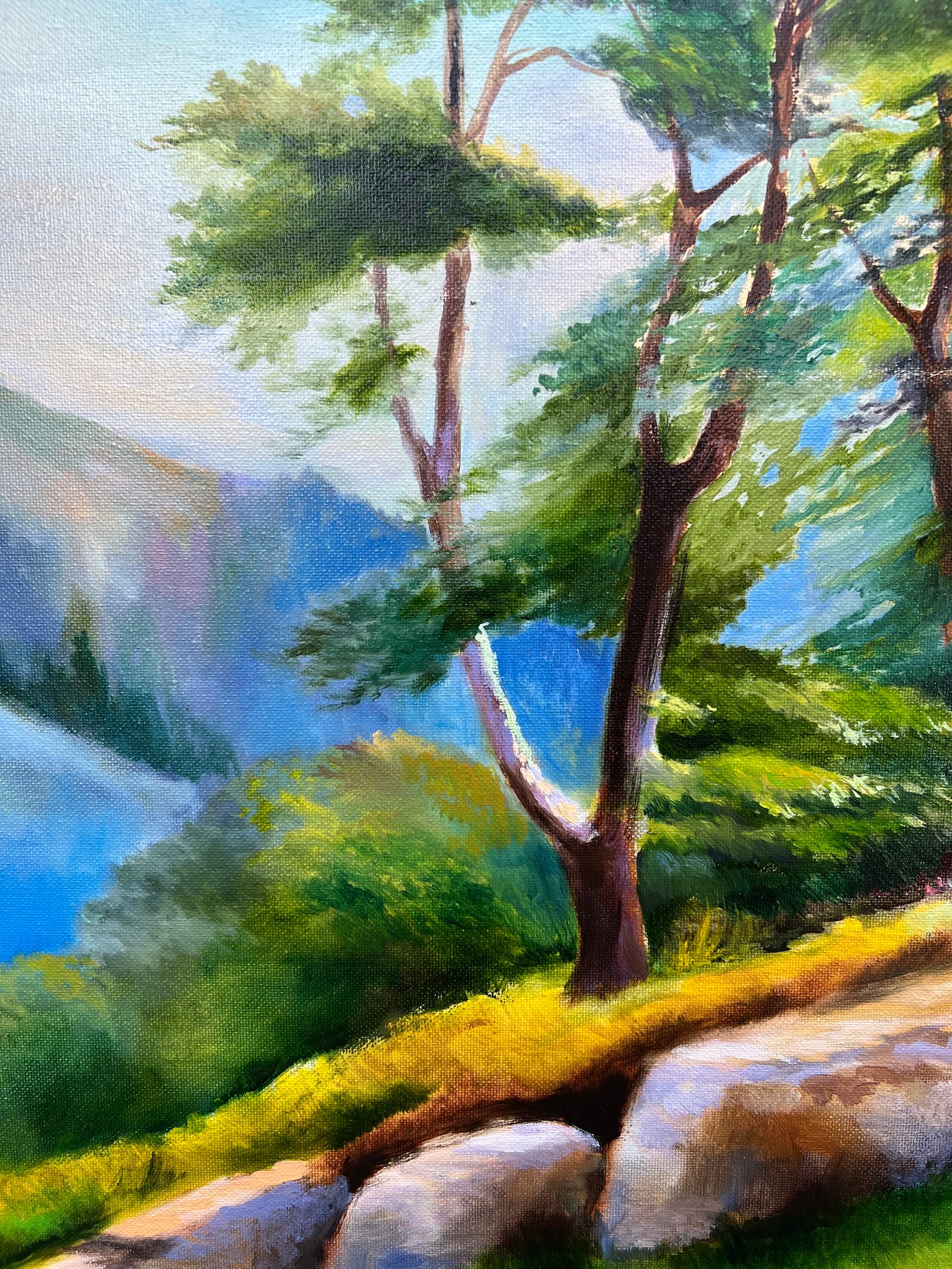 Trees Painting Oak Tree Painting Large Green Sunny - Etsy