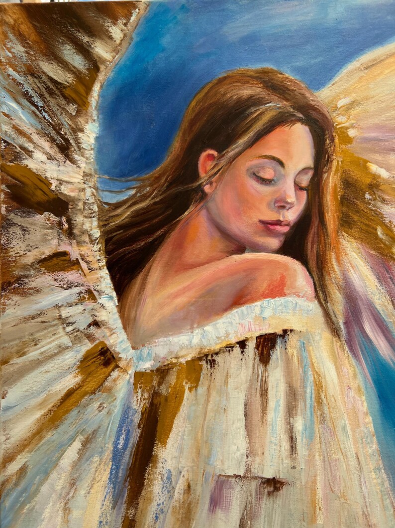 Angel ORIGINAL Painting Oil, 24x30 Inches, Christian Religious ...