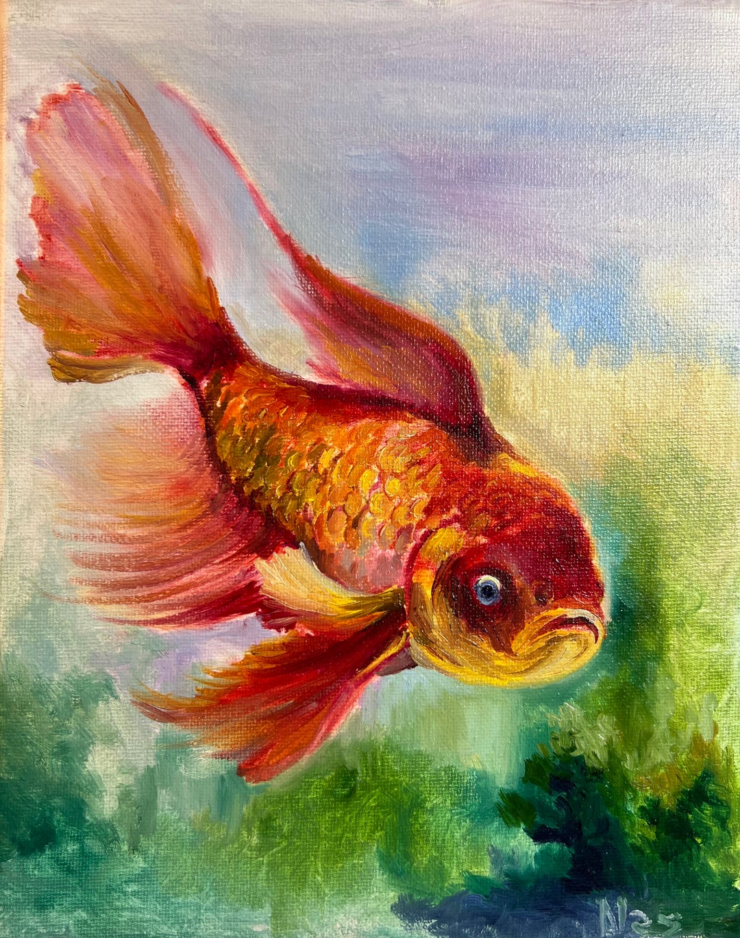 Gold Fish Original Painting, 8x10 Inches, Colorful Fish, Beautiful Fish ...