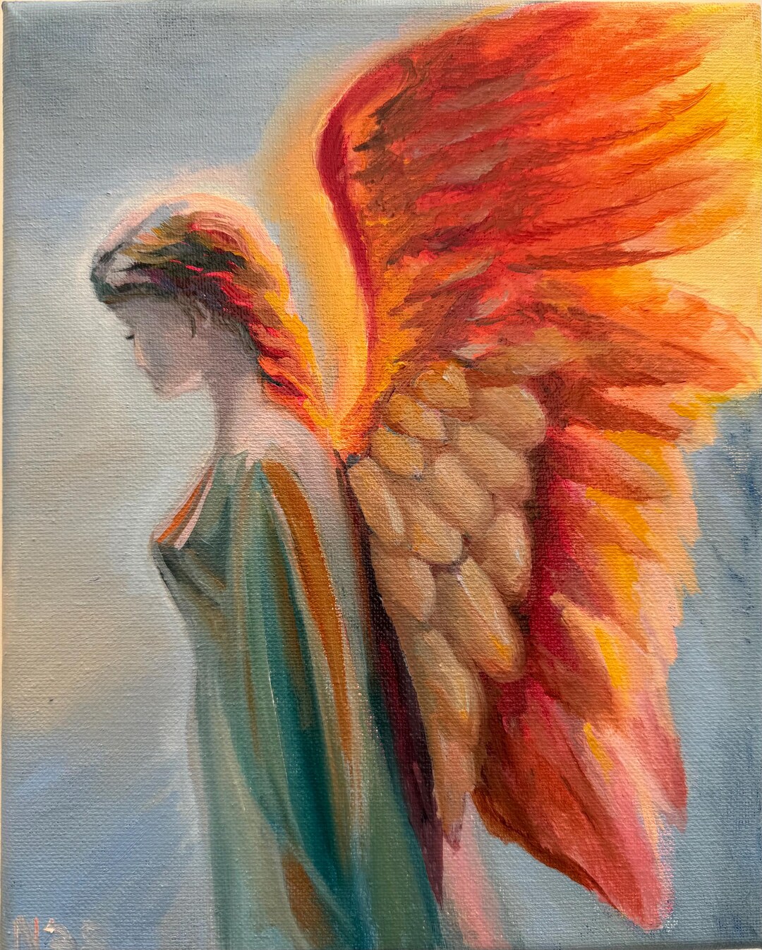 Angel Painting,8x10 Inch, Original Painting Oil, Angel Music in Heaven ...