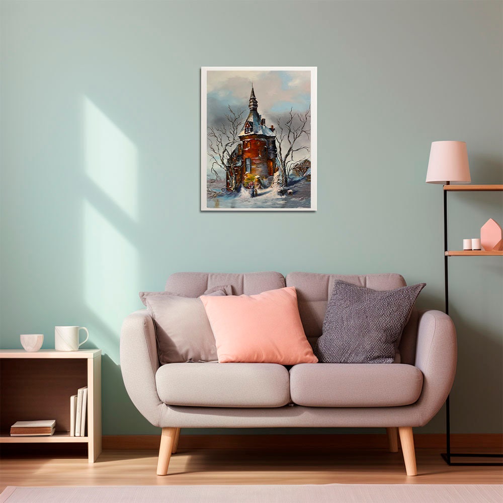 Castle Painting, Oil Painting of Winter Scene, Colorful Castle - Etsy