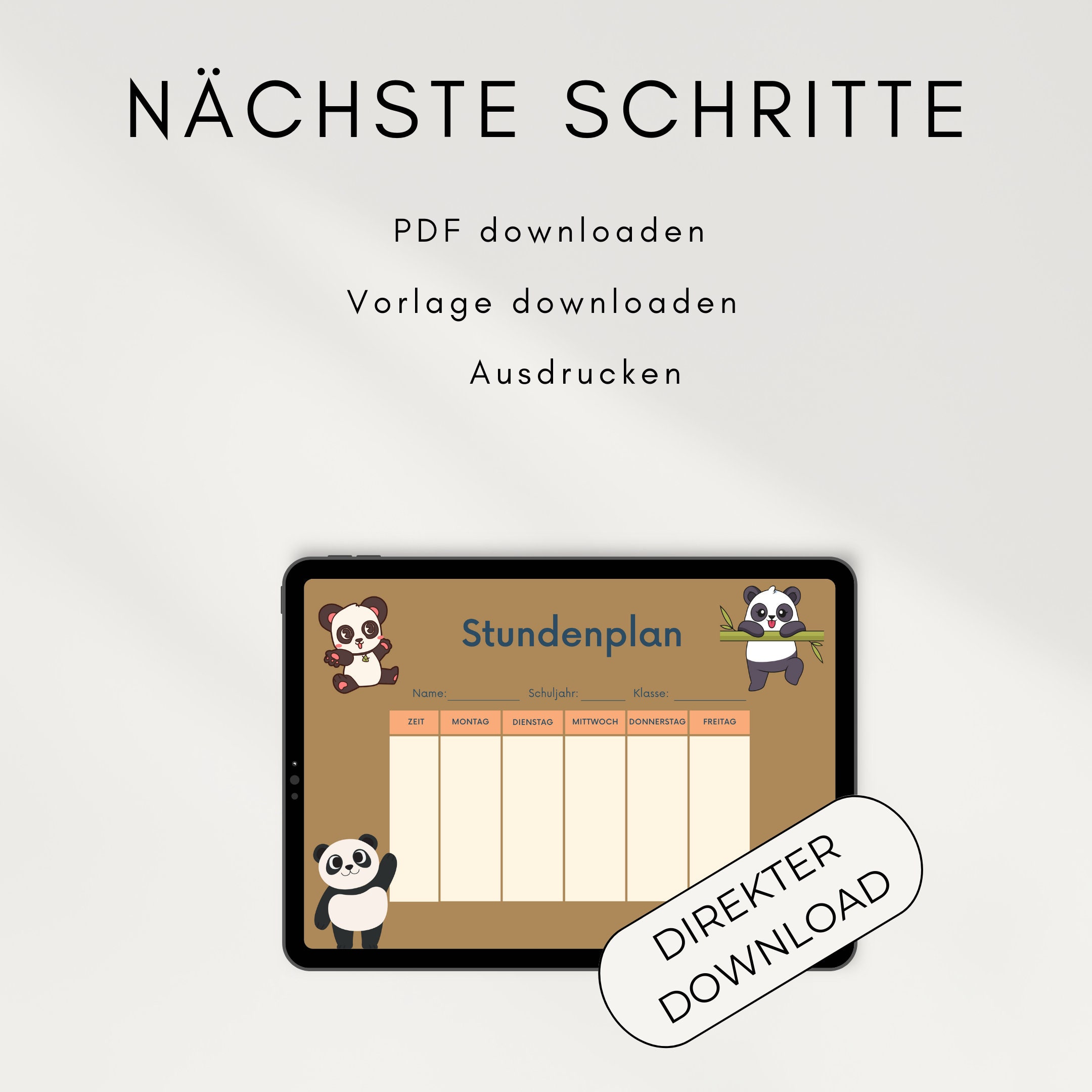 Cute Panda Timetable for School - Etsy