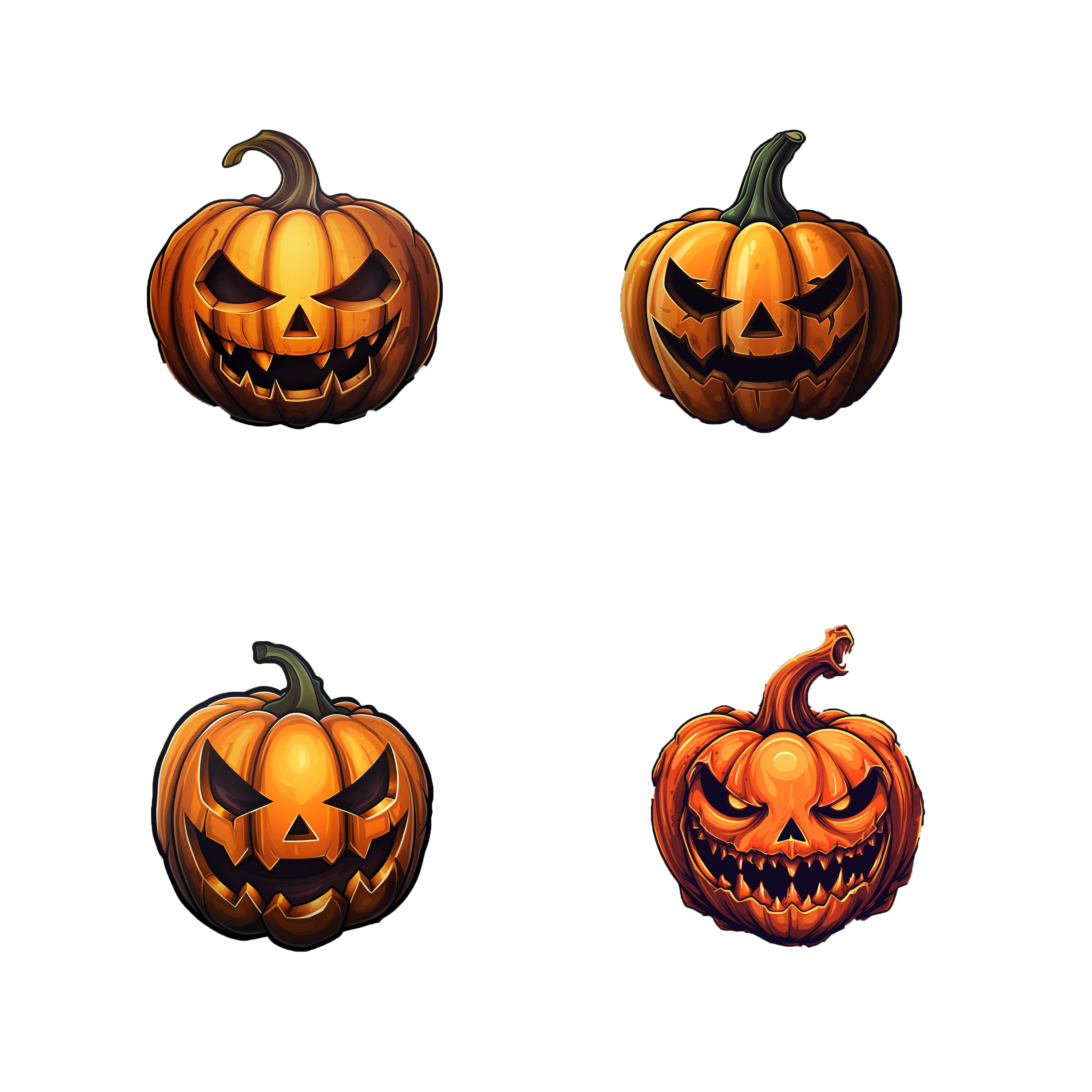 Jack O'lantern Digital Sticker Set Png, Pdf Halloween Sticker, Scary ...