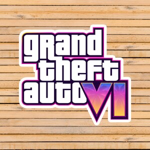 GTA VI Logo Sticker, Grand Theft Auto 6 Vice City Colorful Design ...