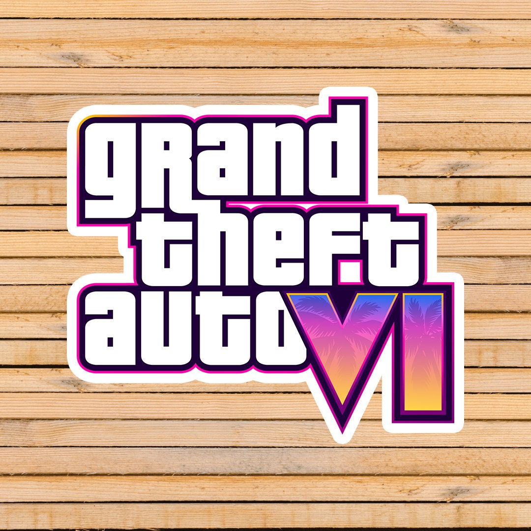 GTA VI Logo Sticker, Grand Theft Auto 6 Vice City Colorful Design ...