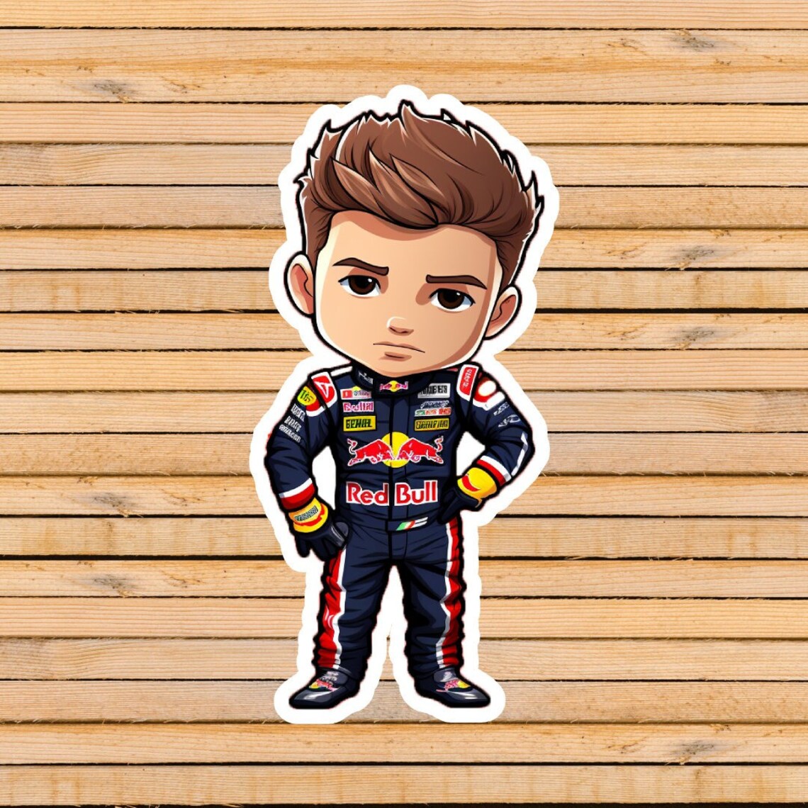 Max Verstappen Red Bull F1 Cute Kawaii Sticker, Kiss-cut Graphic Vinyl ...