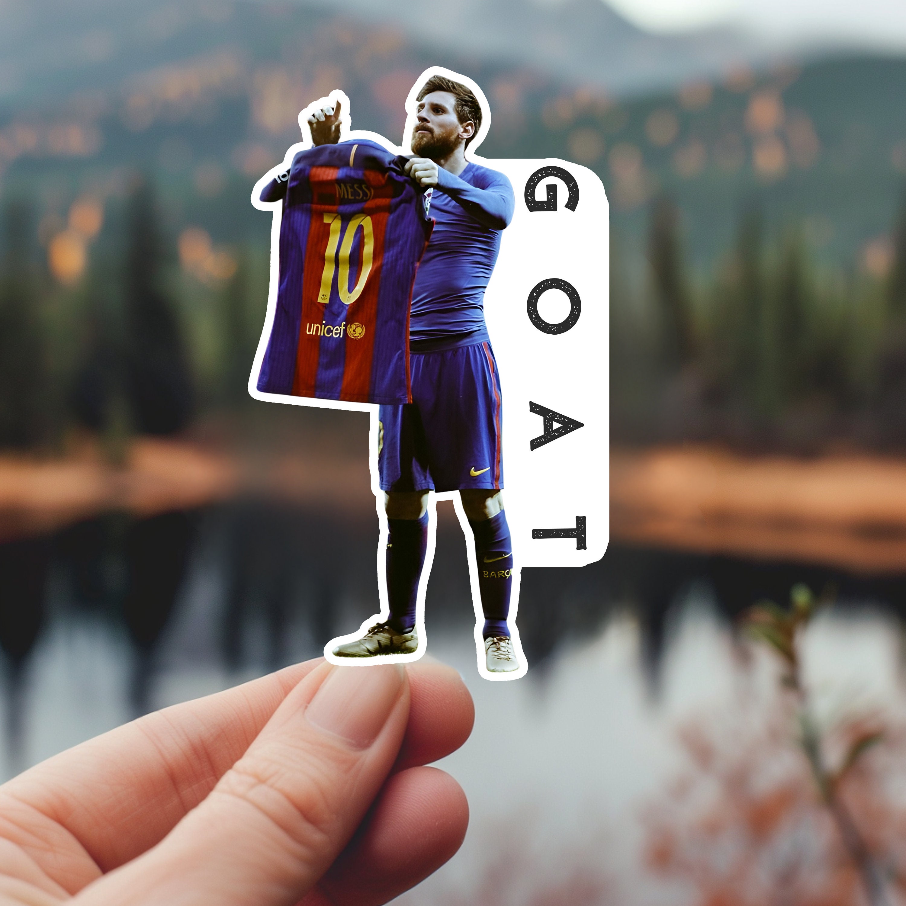 Lionel Messi GOAT Sticker, FC Barcelona Soccer Player Decal, Leo La ...