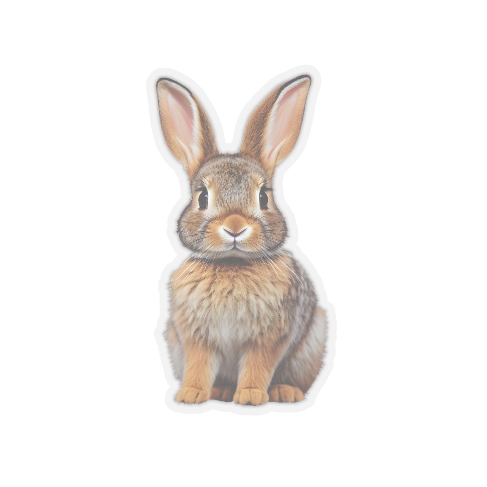 Adorable Realistic Bunny Sticker, Realistic Rabbit Decal, Rustic Rabbit ...
