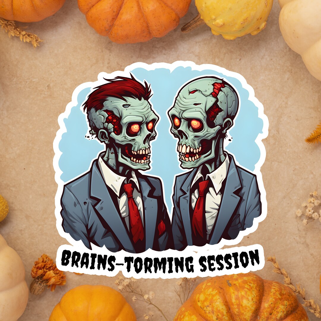 Brainstorming Session Zombies Sticker, Kisscut Vynil Sticker, Halloween ...