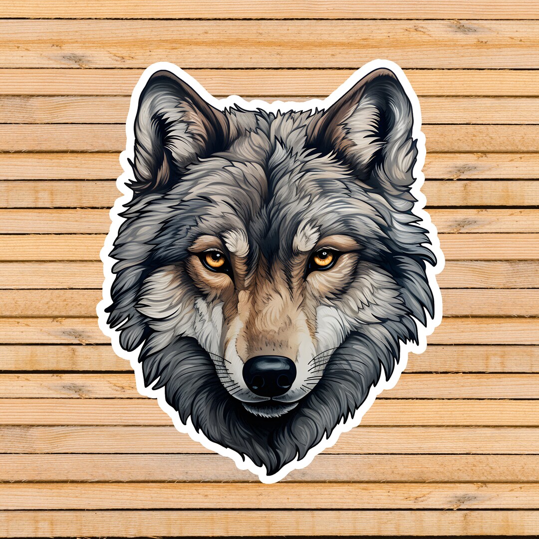 Realistic Wolf Sticker, Grey Wolf Patch, Wild Animal Vynil Label ...