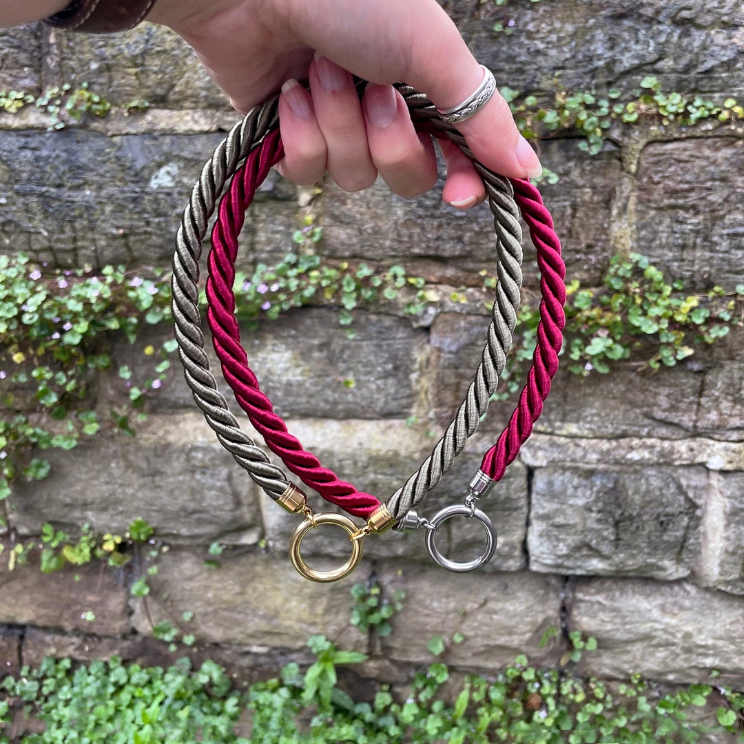 Chunky Twisted Silky Rope ID Pet Collar // Choice of Colour ...