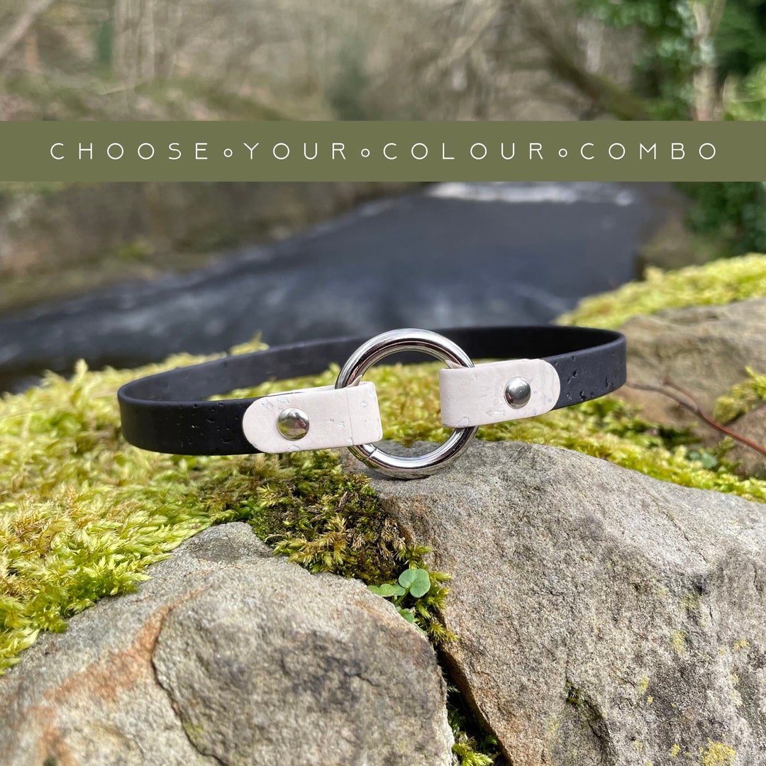 Black Cork ID Collar // Choose Your Colour, Stainless Steel, Brass ...