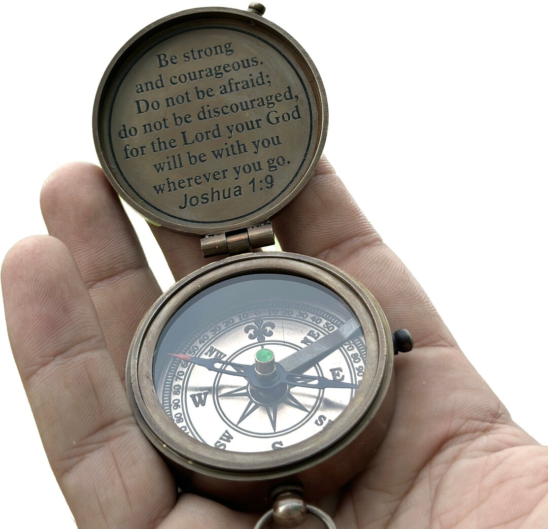 Buy Brass Engraved Compass Be Strong and Courageous Gift Compass Online ...